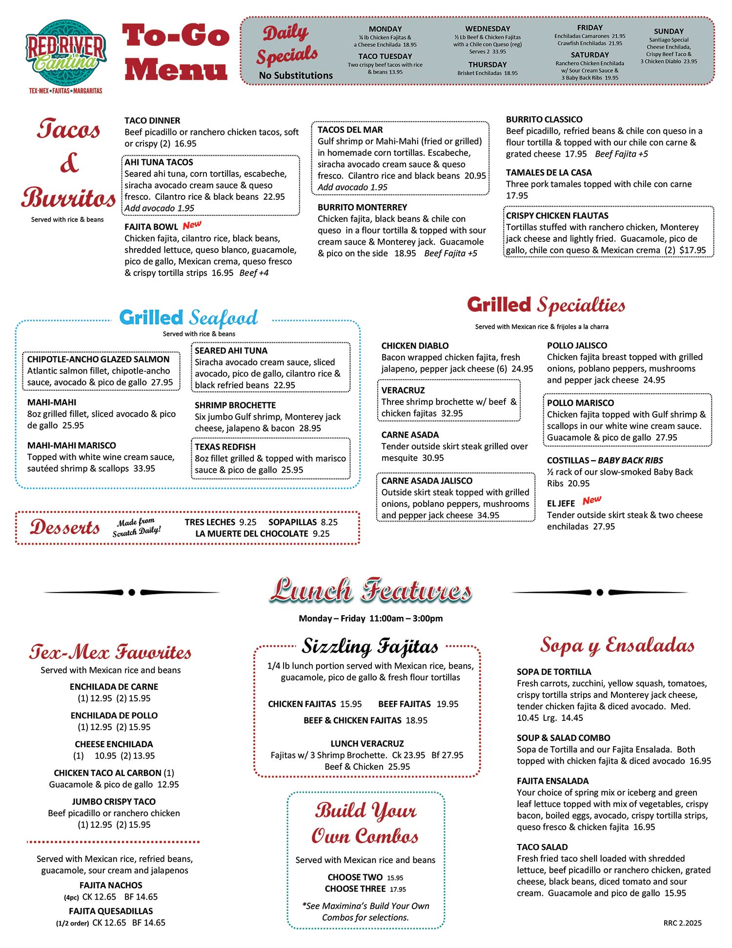 To-Go Menu | Red River BBQ & Grill